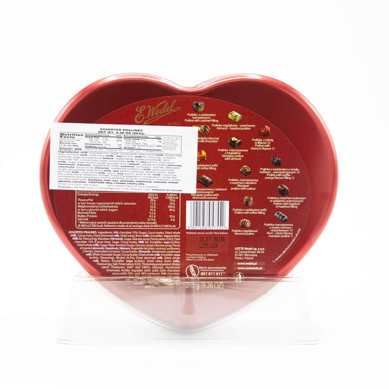 Wedel 9.28 oz Chocolate Box Pralines Heart Can/ Wedel Bombonierka Od ...
