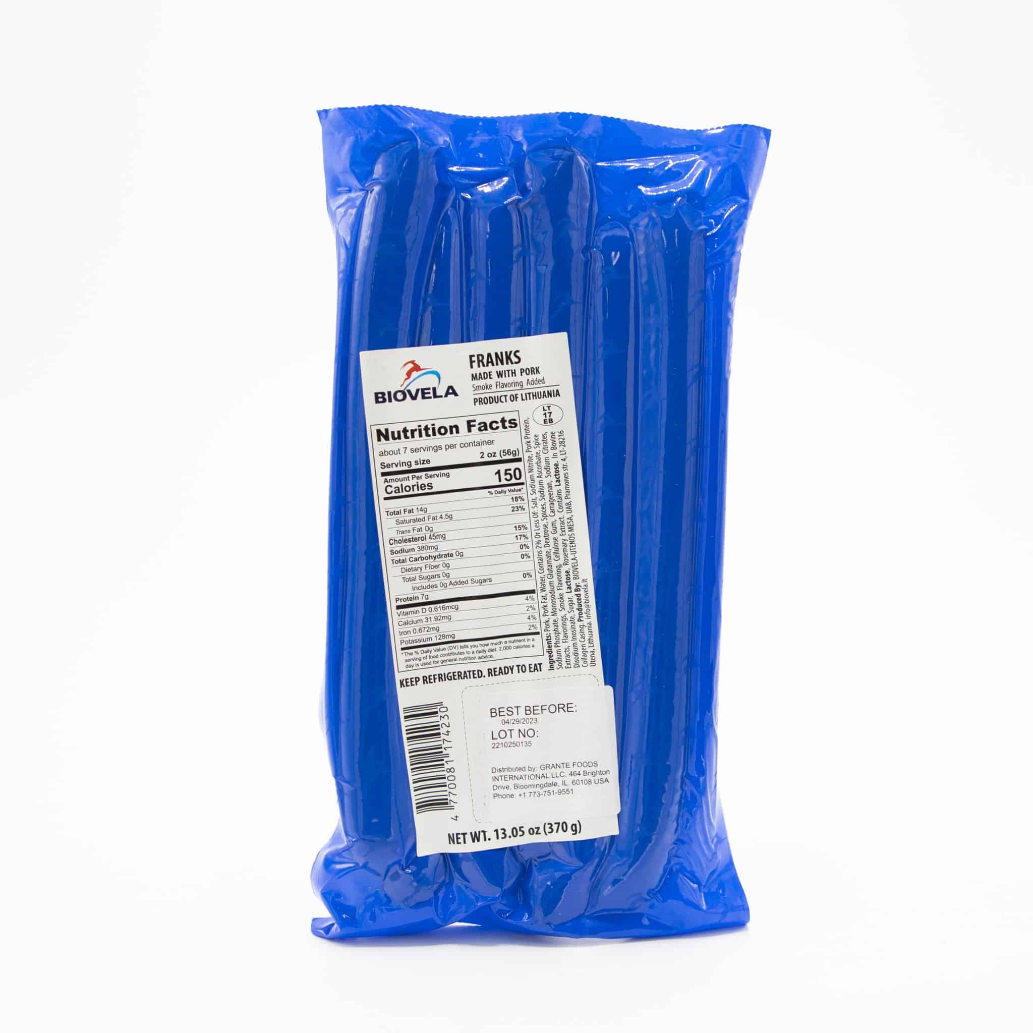 BIOVELA Franks SAUSAGE - European Food Express