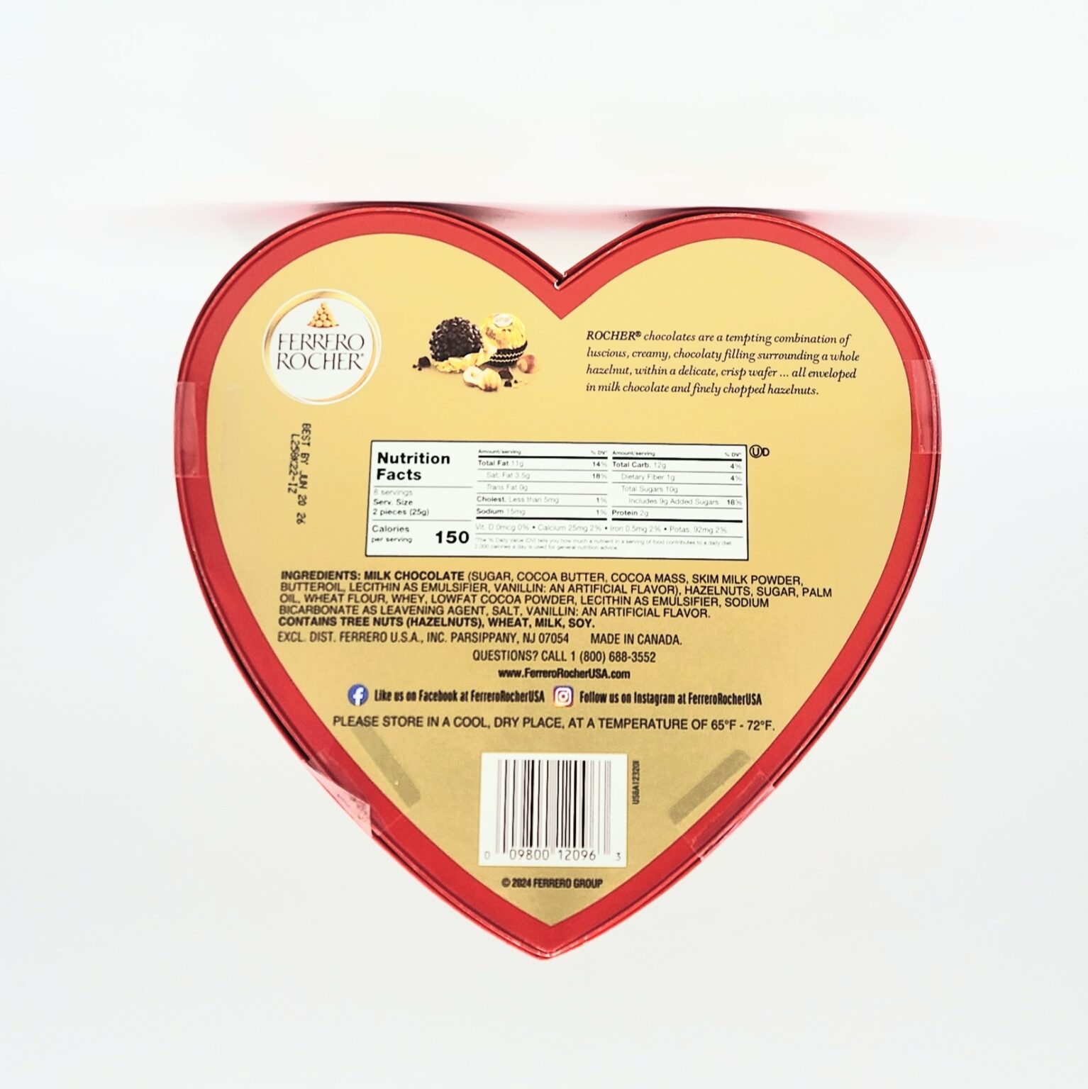 FERRERO 7oz FINE HAZELNUT FERRERO CHOCOLATES ROCHER HEART 16pc ...